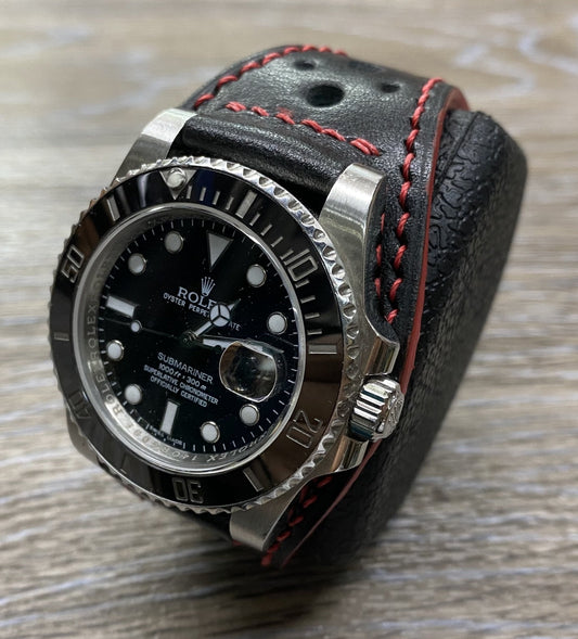 Special craving art Real Leather Strap for Rolex, IWC, Omega (Khaki)